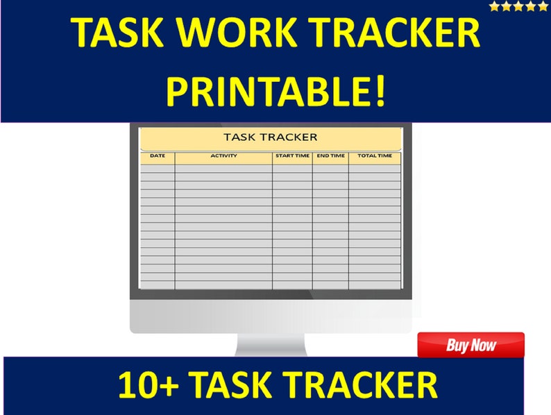 Task Tracker Work Template Tracker Printable Time Task Work Task ...
