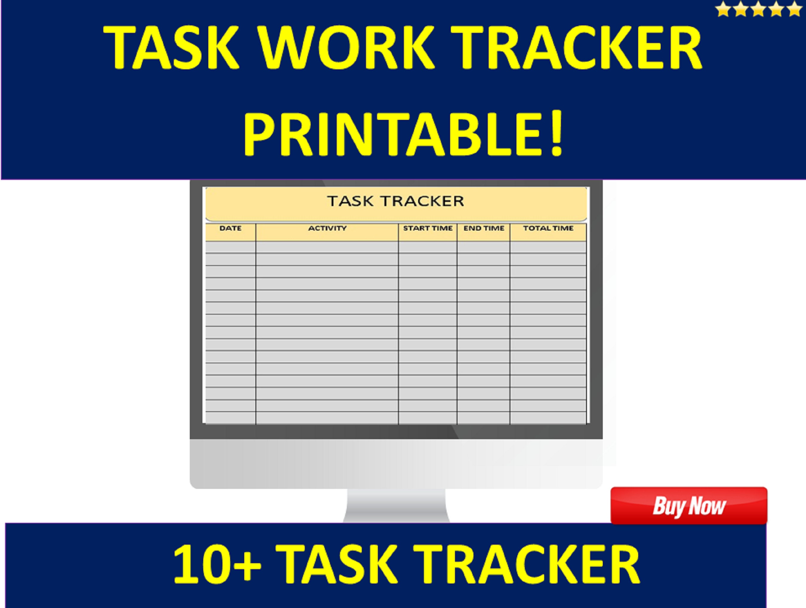 Task Tracker Work Template Tracker Printable Time Task Work Task ...