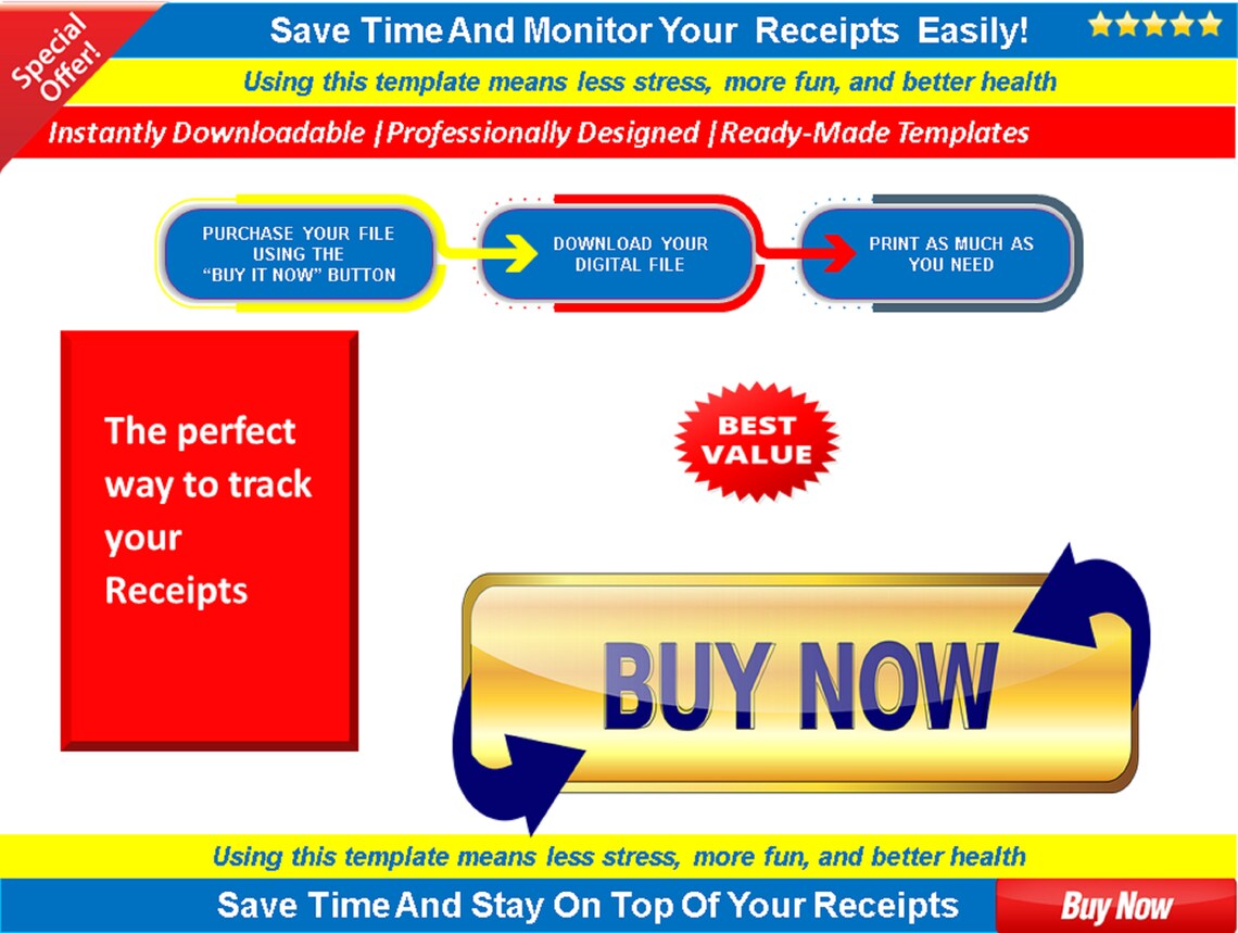 Receipt Tracker Templates Receipt Log Receipt Organizer Purchases ...