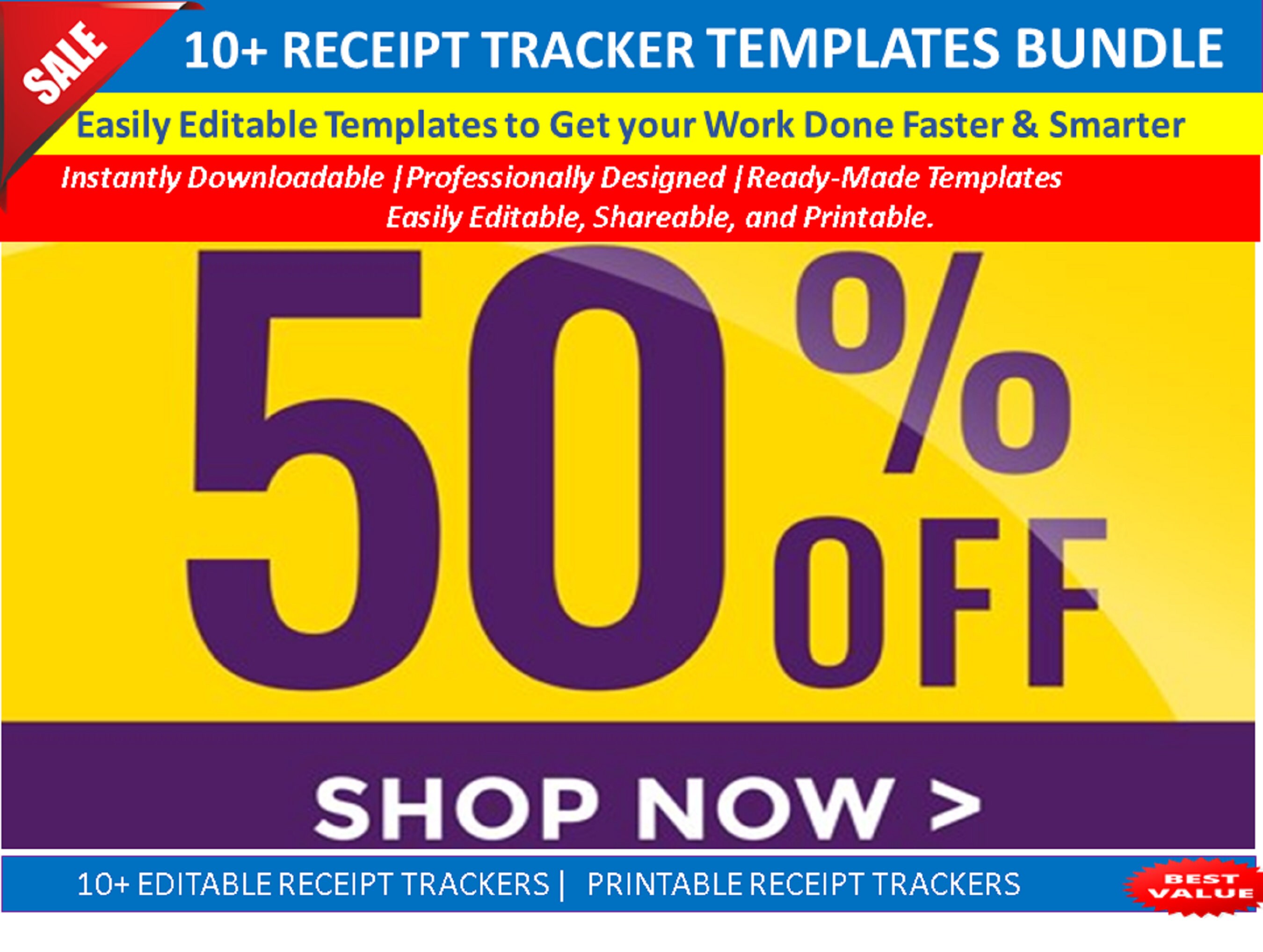 Receipt Tracker Templates Printable Receipt Log Editable Receipt ...