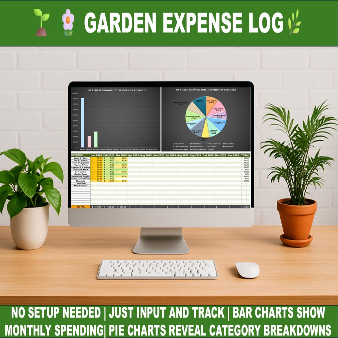 Garden Expense Spreadsheet Tracker | Gardening Expense Log | Garden Expense Tracker Template ...