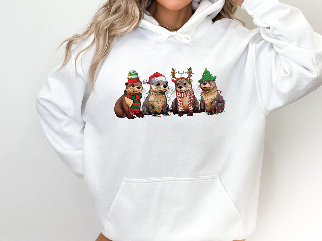Christmas Otters Lights Sweatshirt, Animal Lover Sweater, Otters ...