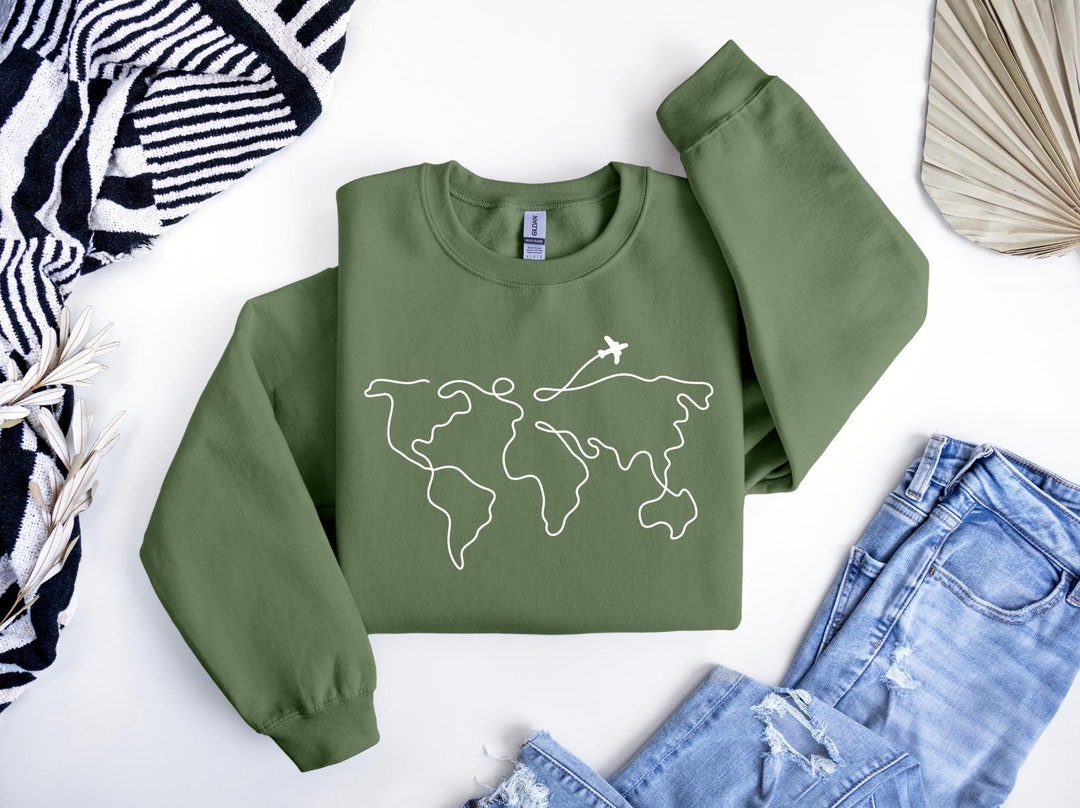 World Map Travel Sweatshirt, Travel Hoodie, Adventure Trip Sweatshirt ...