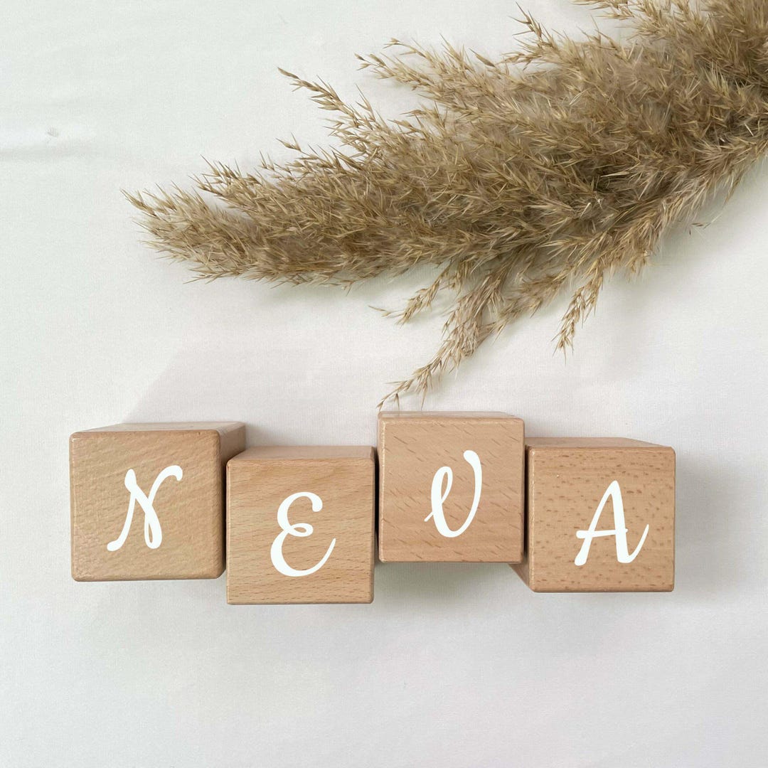 Frameless Name Themed Wooden Letter Cube, Gift Baby Name Cubes, UV ...