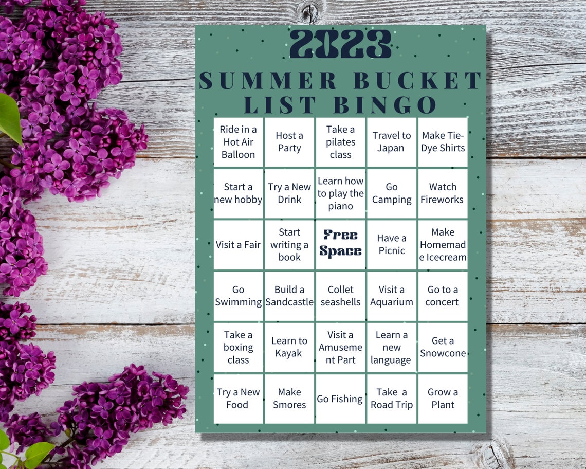 Summer Bucket List Bingo Card, Summer Activities Bingo, Bingo Card ...