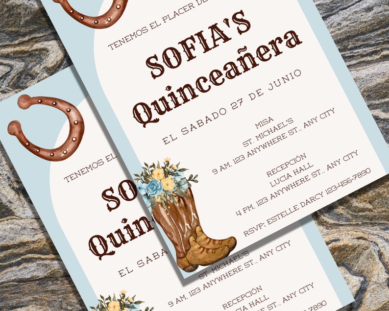 Vaquero Blue Quince Invitation Ranchero Azul Quinceañera - Etsy