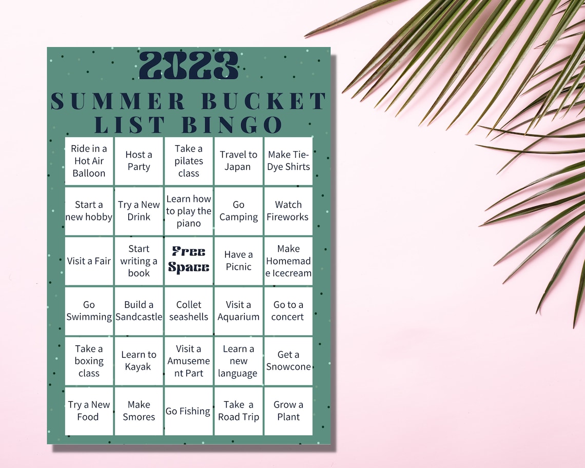 Summer Bucket List Bingo Card, Summer Activities Bingo, Bingo Card ...