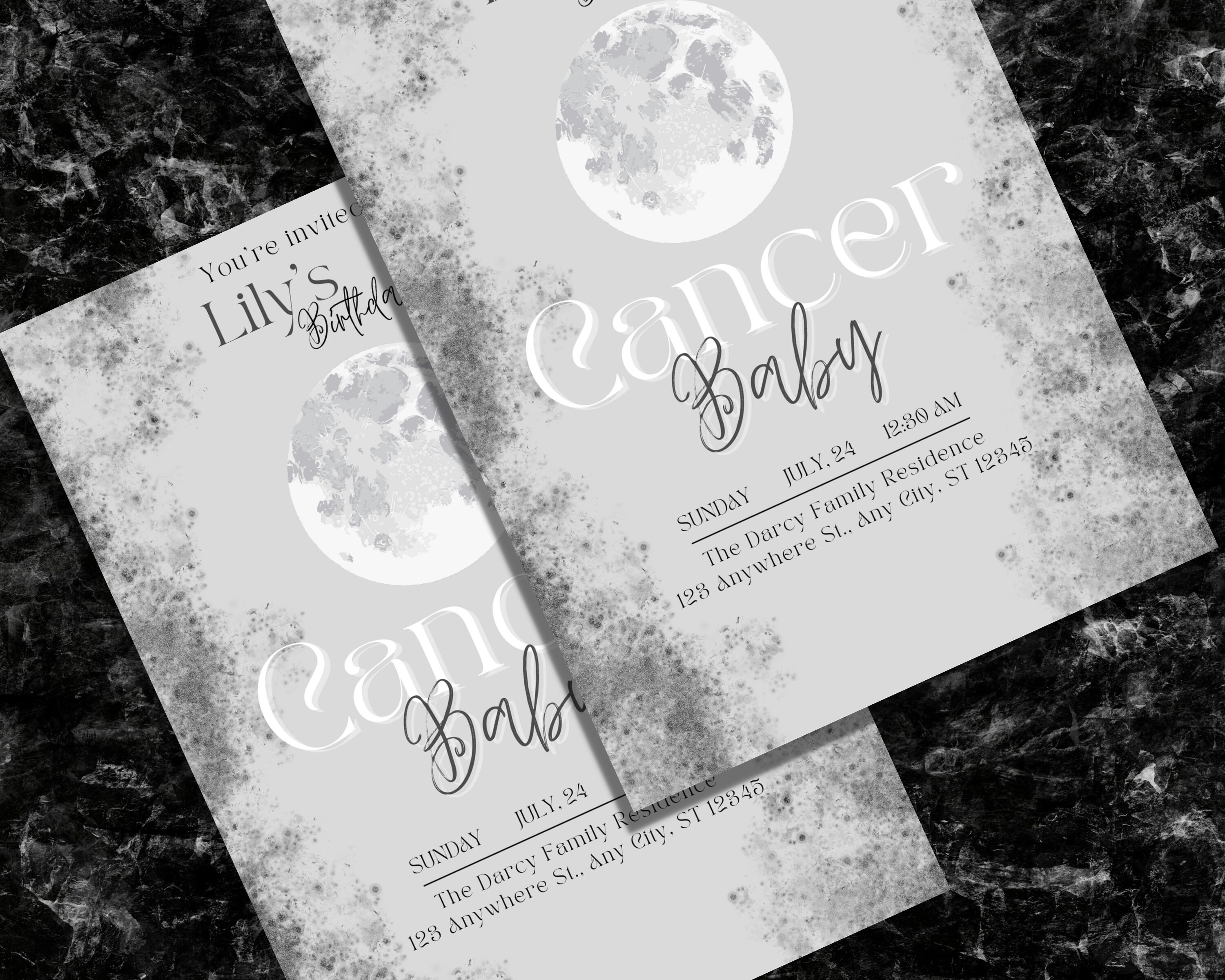 Cancer Birthday Invitation, Cancer Baby Invite, Zodiac Birthday ...