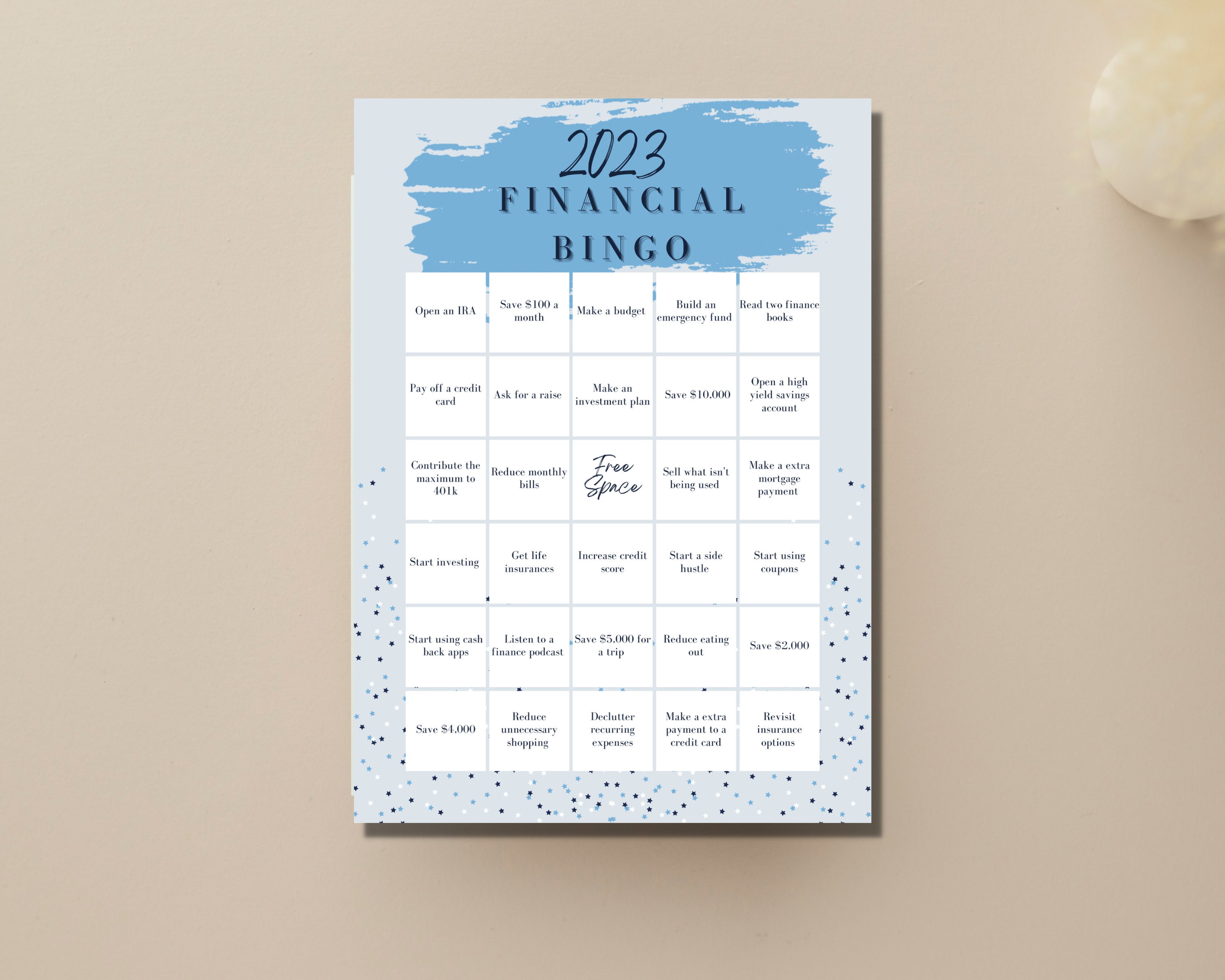 Finance Goals Bingo Blue, Savings Bingo, Resolution Bingo, Bingo, Goals ...
