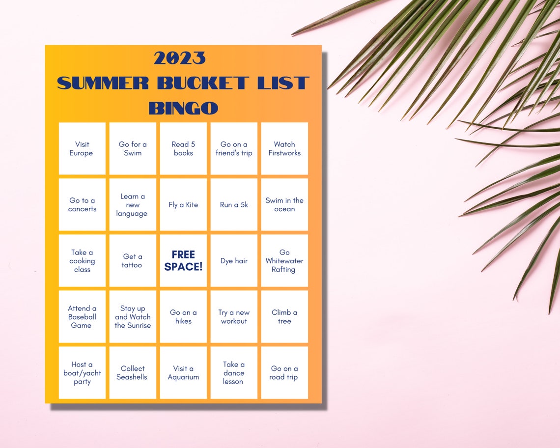 Summer Bucket List Bingo Card, Summer Activities Bingo, Bingo Card ...