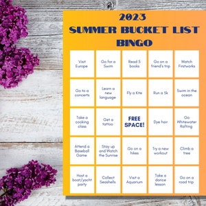 Summer Bucket List Bingo Card, Summer Activities Bingo, Bingo Card ...