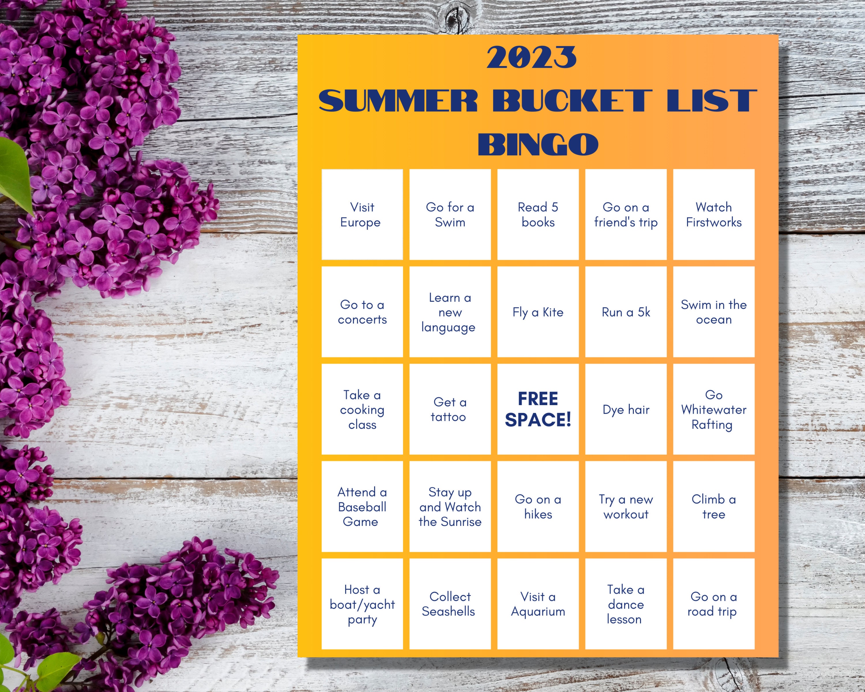 Summer Bucket List Bingo Card, Summer Activities Bingo, Bingo Card ...