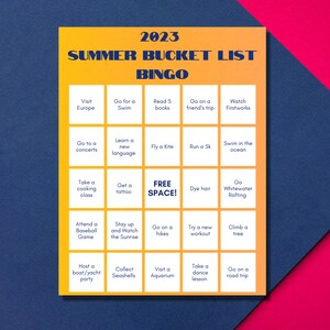 Summer Bucket List Bingo Card, Summer Activities Bingo, Bingo Card ...