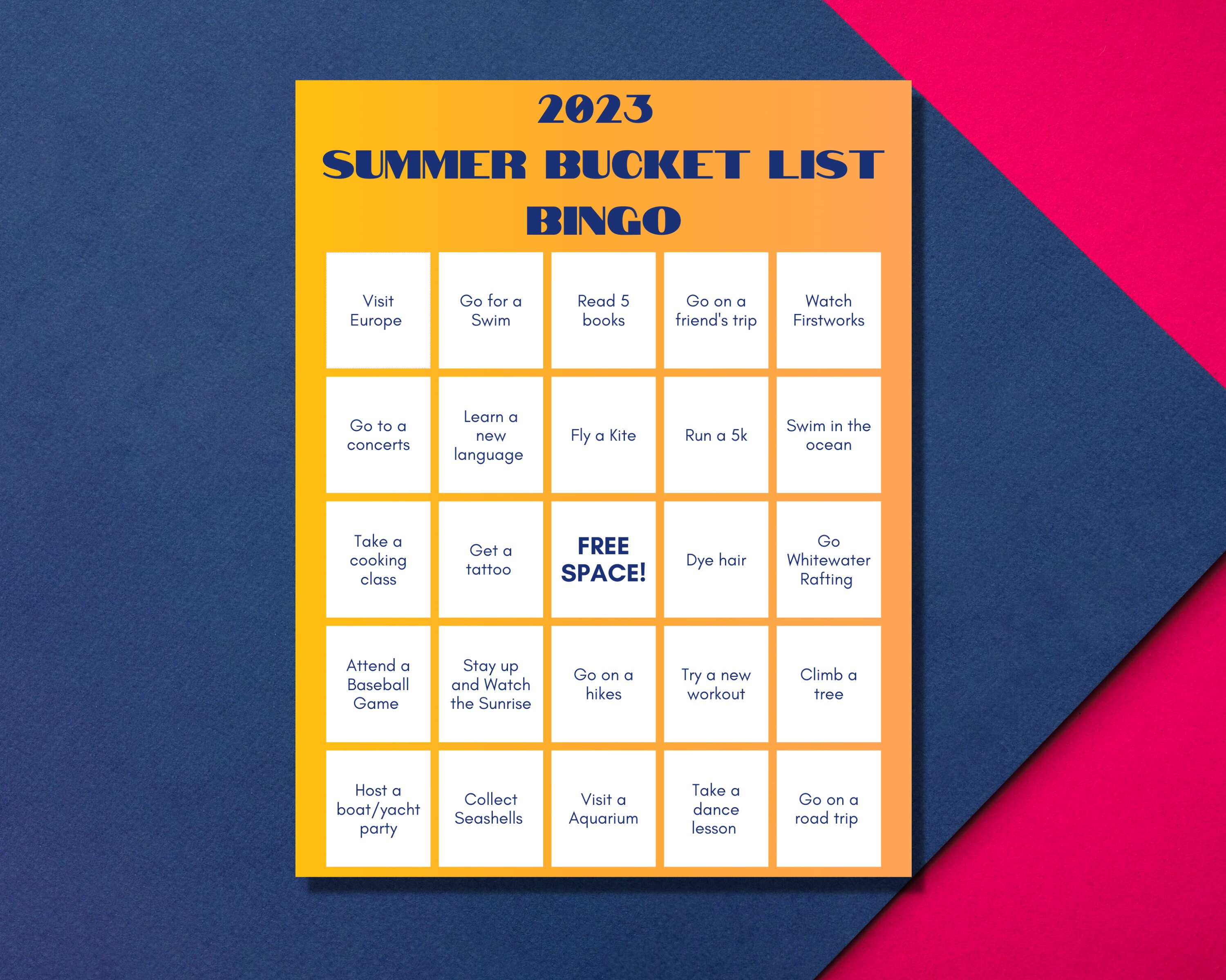 Summer Bucket List Bingo Card, Summer Activities Bingo, Bingo Card ...