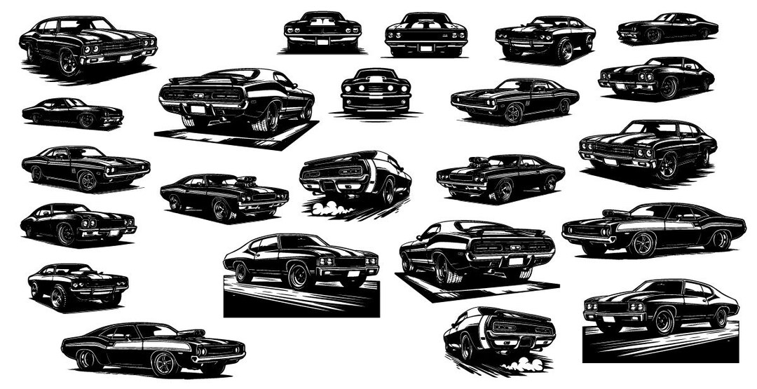 70s Muscle Car Design Assets Svg Pdf Ai Eps Dxf for Cricut and ...