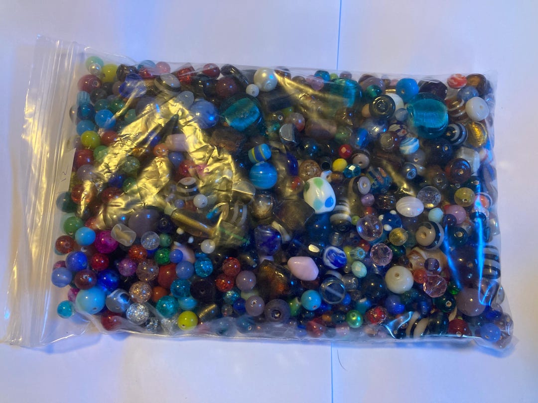 1 Kilo Assorted Mixed Colours & Sizes Foil Lamp Work Glass Beads No.12 ...