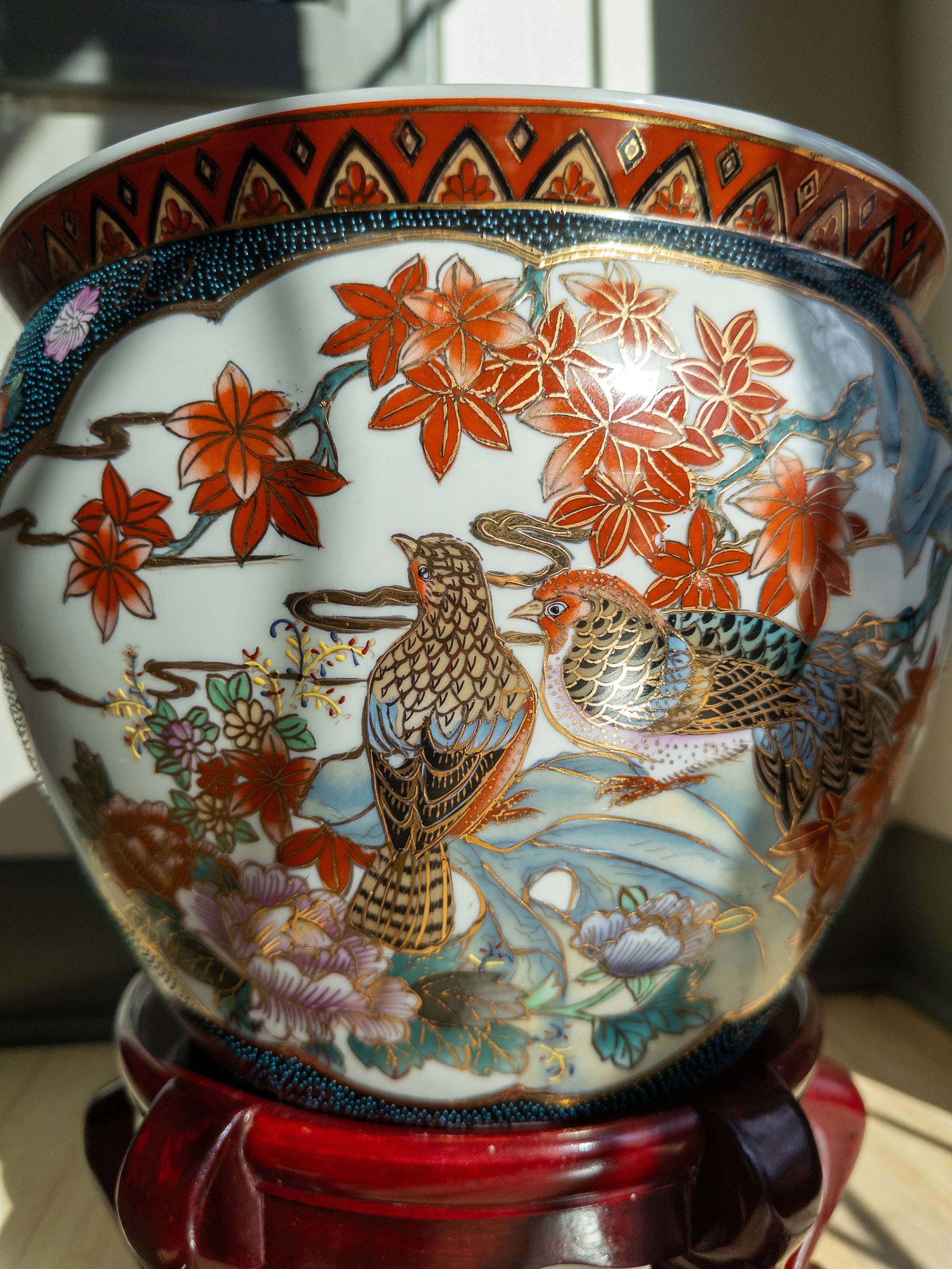 Chinese Koi Satsuma Large Planter With Stand. Hand Painted - Etsy