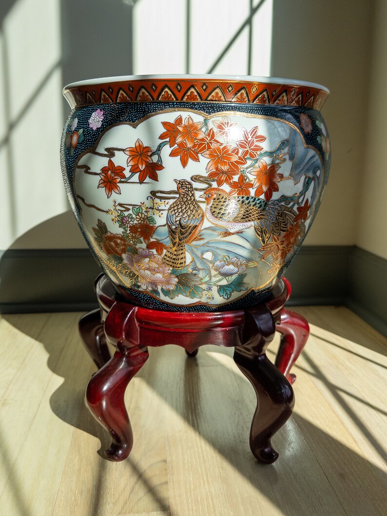 Chinese Koi Satsuma Large Planter With Stand. Hand Painted - Etsy