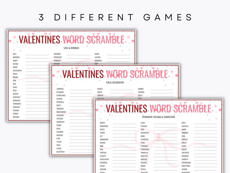 Valentine's Day Word Scramble Game – Giant Printable Puzzle (PDF ...