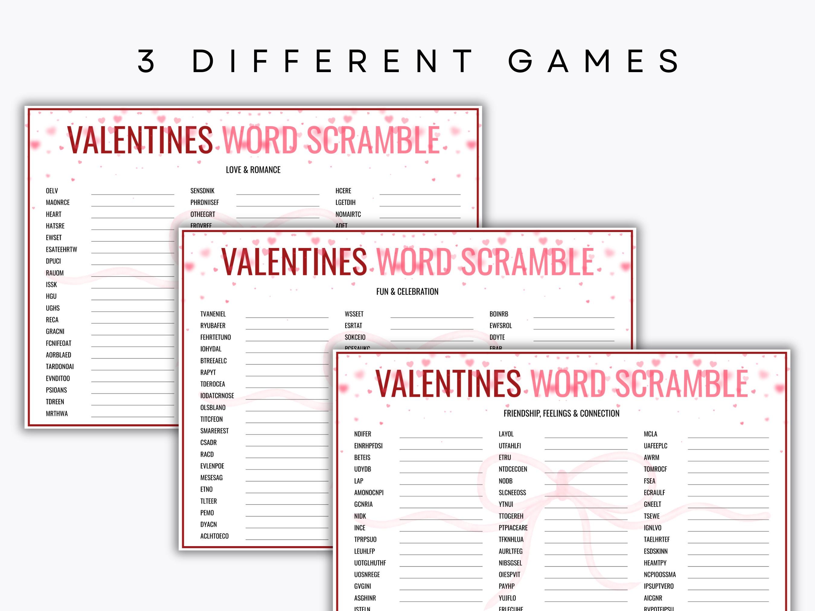 Valentine's Day Word Scramble Game – Giant Printable Puzzle (PDF ...