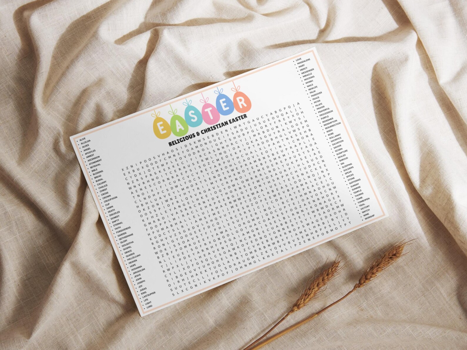Giant XXL Easter Word Search Game - 100 Words - 3 Printable Puzzles ...