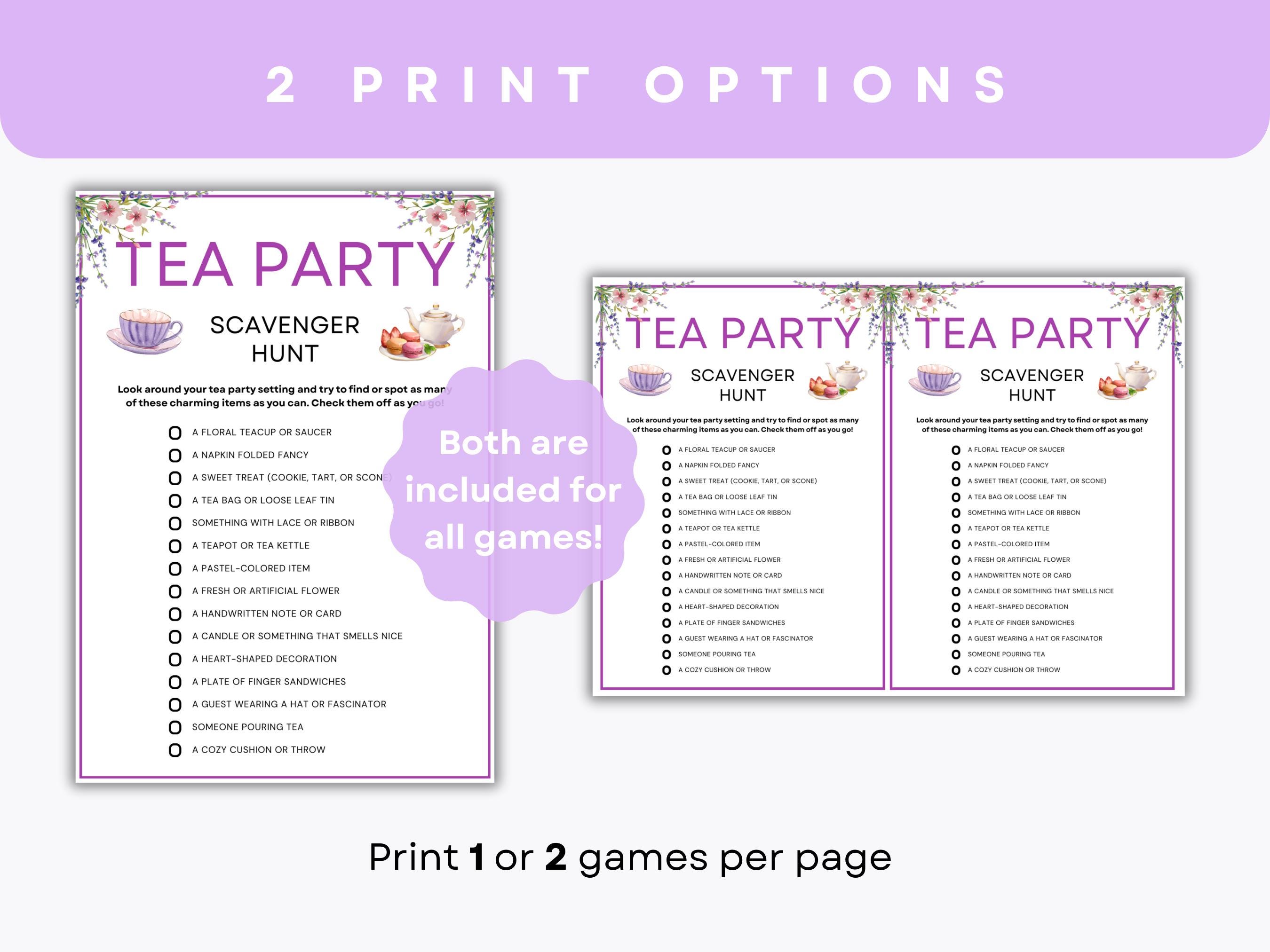 40 Tea Party Games - Printable Party Games - Family Activity - Gift ...