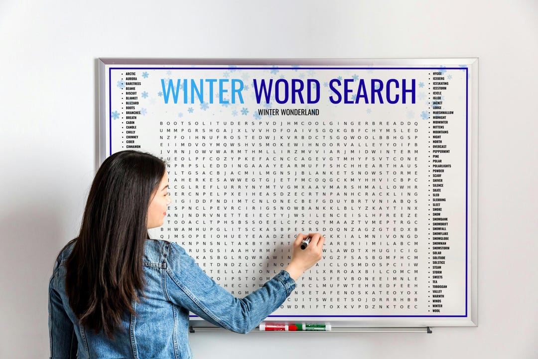 Giant XXL Winter Word Search Game - 100 Words - 3 Printable Puzzles ...