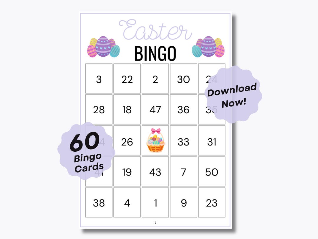 60 Easter Bingo Game - 60 Unique Prefilled Bingo Sheets - Ready-to-play ...
