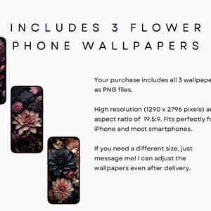 3 Phone Wallpapers - Dark Moody Flowers - Rose and Blue - Screensaver ...