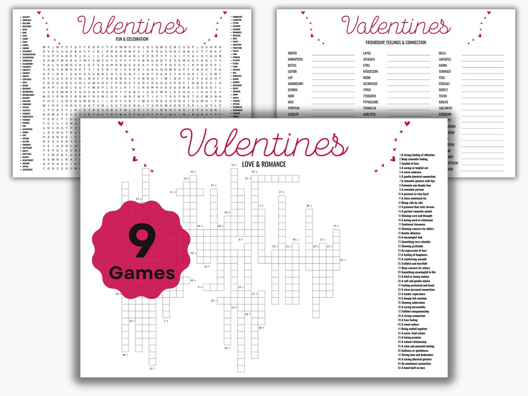Giant XXL Valentine's Day Word Games Bundle - 9 Printable Puzzles ...
