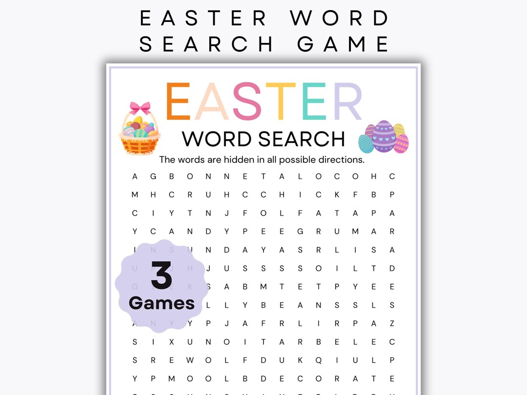 Easter Word Search Game - 3 Printable Puzzles - Fun Worksheet ...