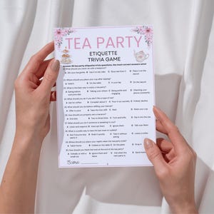 Tea Party Etiquette Trivia Game - 30 Trivia Questions - Afternoon Party ...