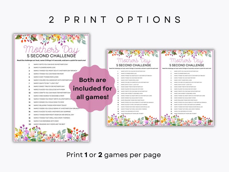 Mother's Day Games Bundle – 50 Printable Games – Family Activity ...