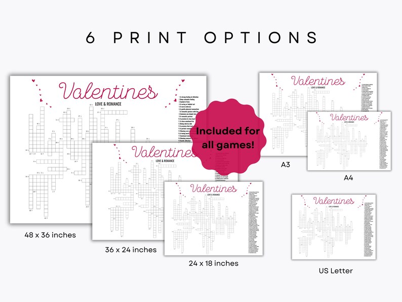 Giant XXL Valentine's Day Word Games Bundle - 9 Printable Puzzles ...