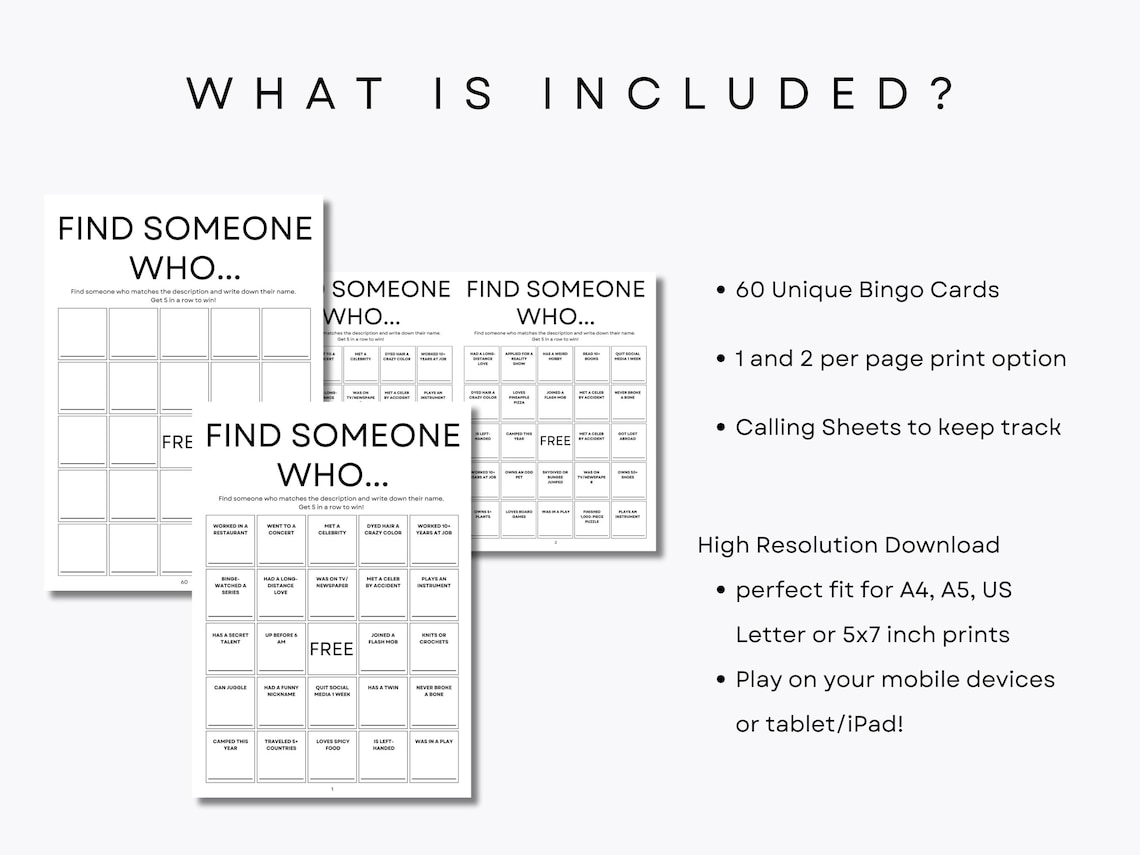 Ice Breaker Bingo Printable Find Someone Who Game - Conversation ...