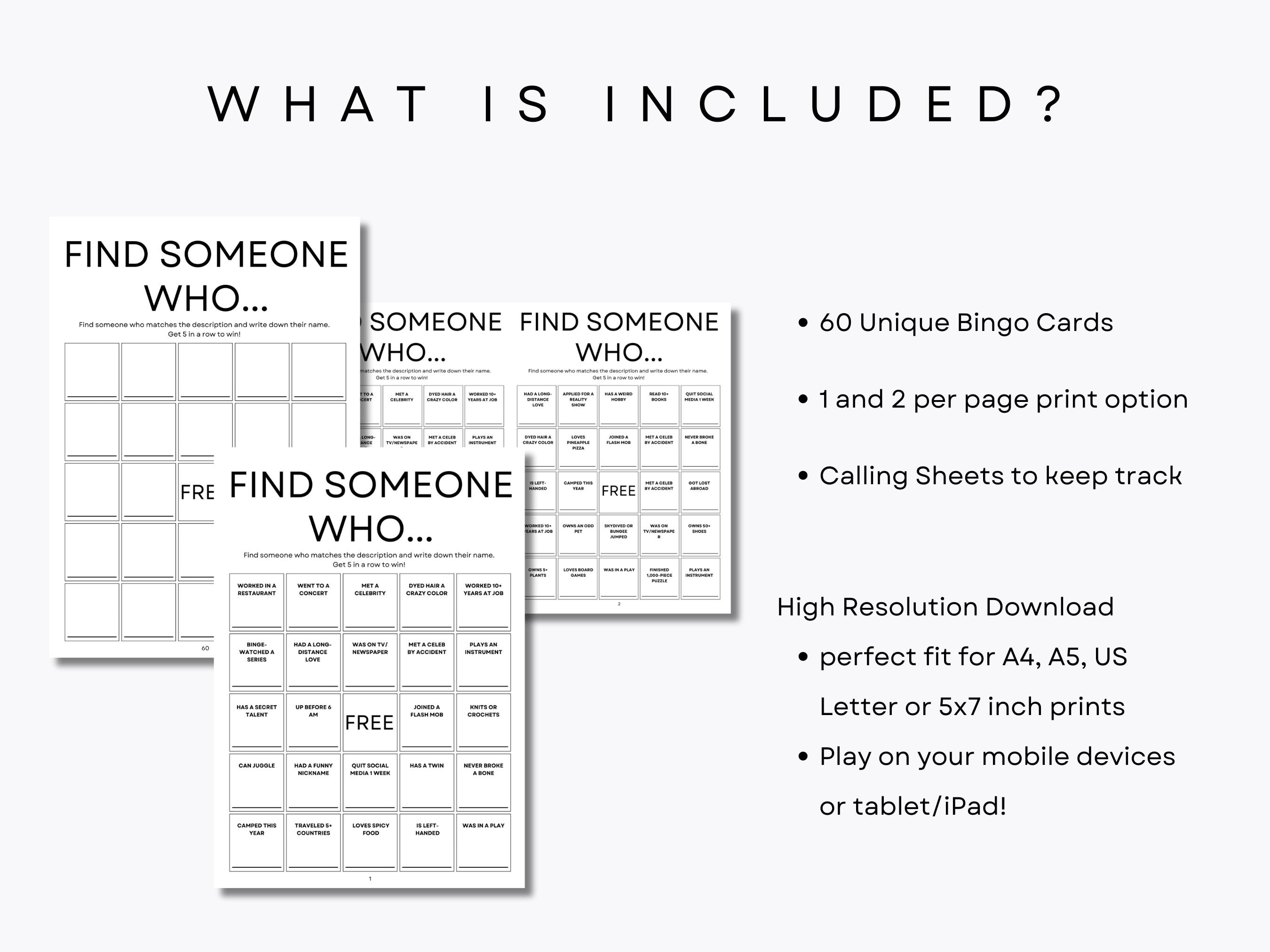 Ice Breaker Bingo Printable Find Someone Who Game - Conversation ...