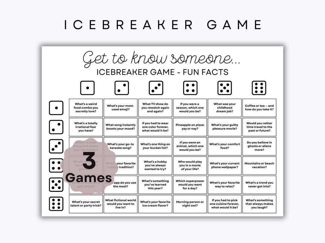 Ice Breaker Dice Game - 3 Different Versions - Get to Know You - Deep ...