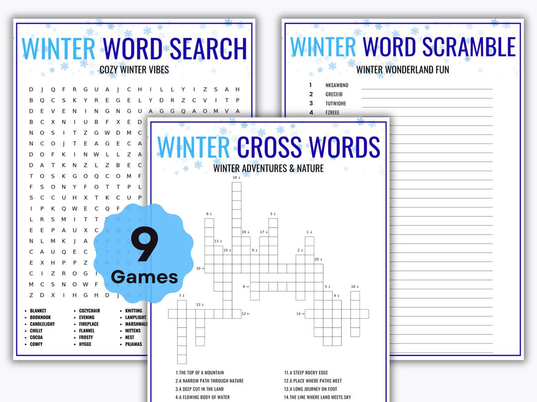 Winter Word Game Bundle – 9 Printable Games – Icebreaker Activity ...