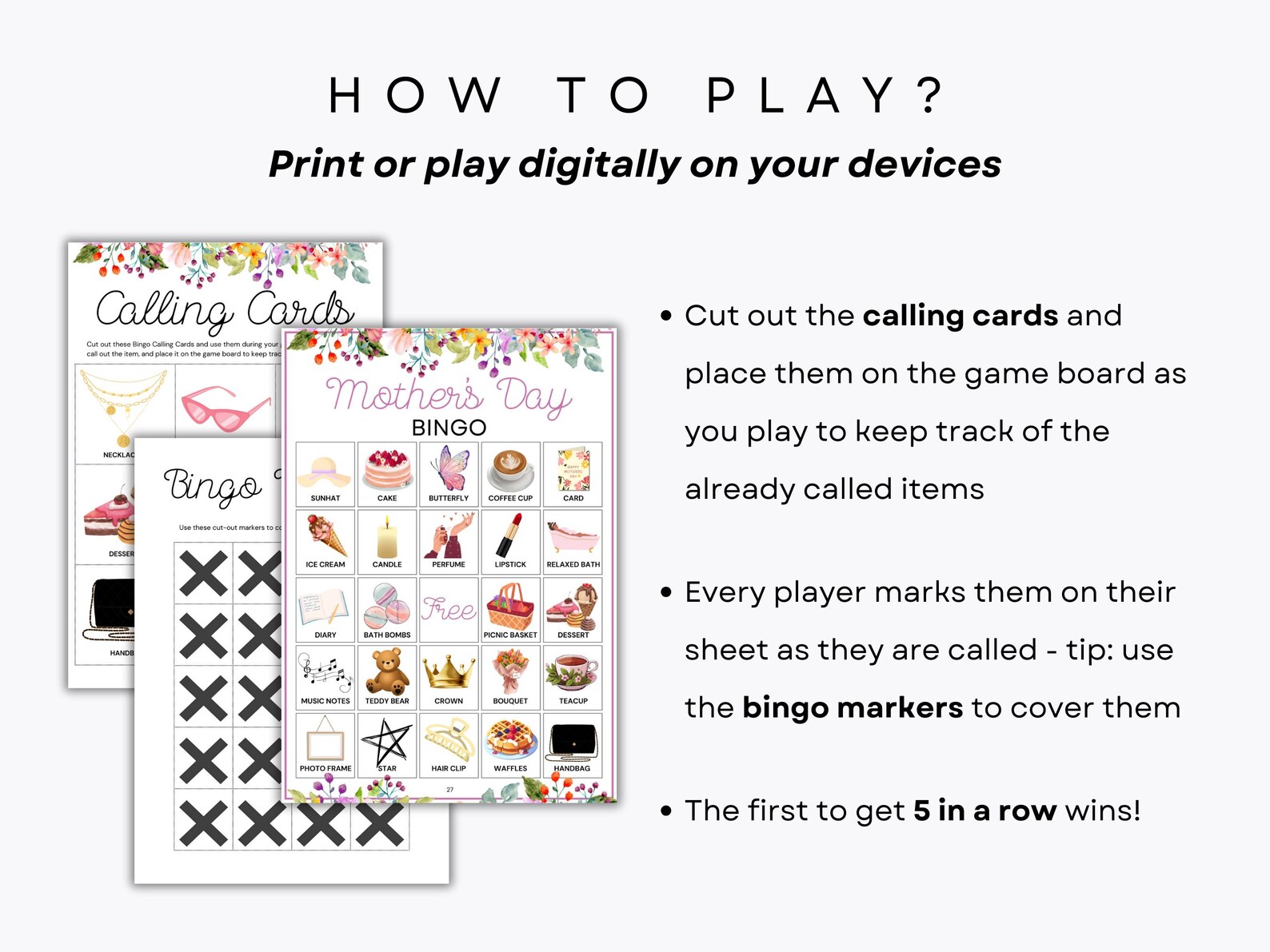 Mother’s Day Bingo – 30 Unique Game Cards – Printable Mother’s Day ...