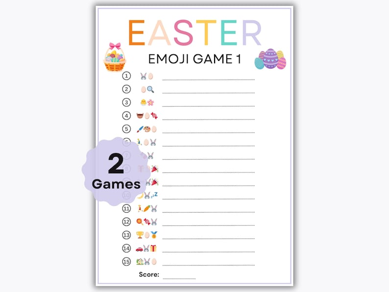 2 Easter Emoji Pictionary Game – Printable Games – Festive Spring Party ...