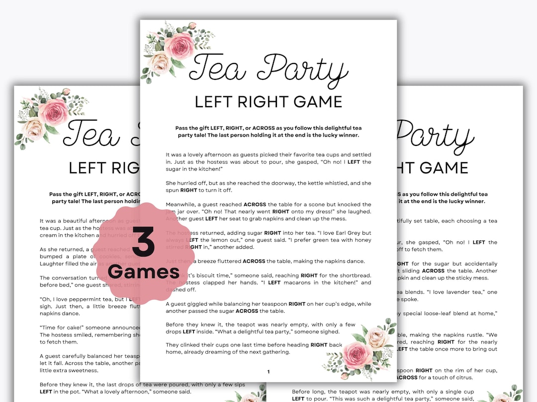 Tea Party Game - Elegant Afternoon Tea, Left Right Game, Pass the Gift ...