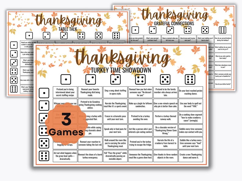 Thanksgiving Ice Breaker Game - 3 Different Versions - Dice Game - Get ...