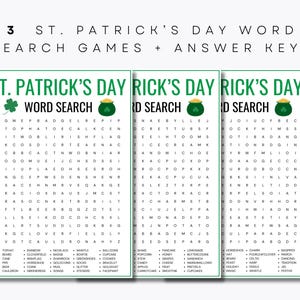 3 St. Patrick's Day Word Search Game - 3 Printable Puzzles - Fun ...
