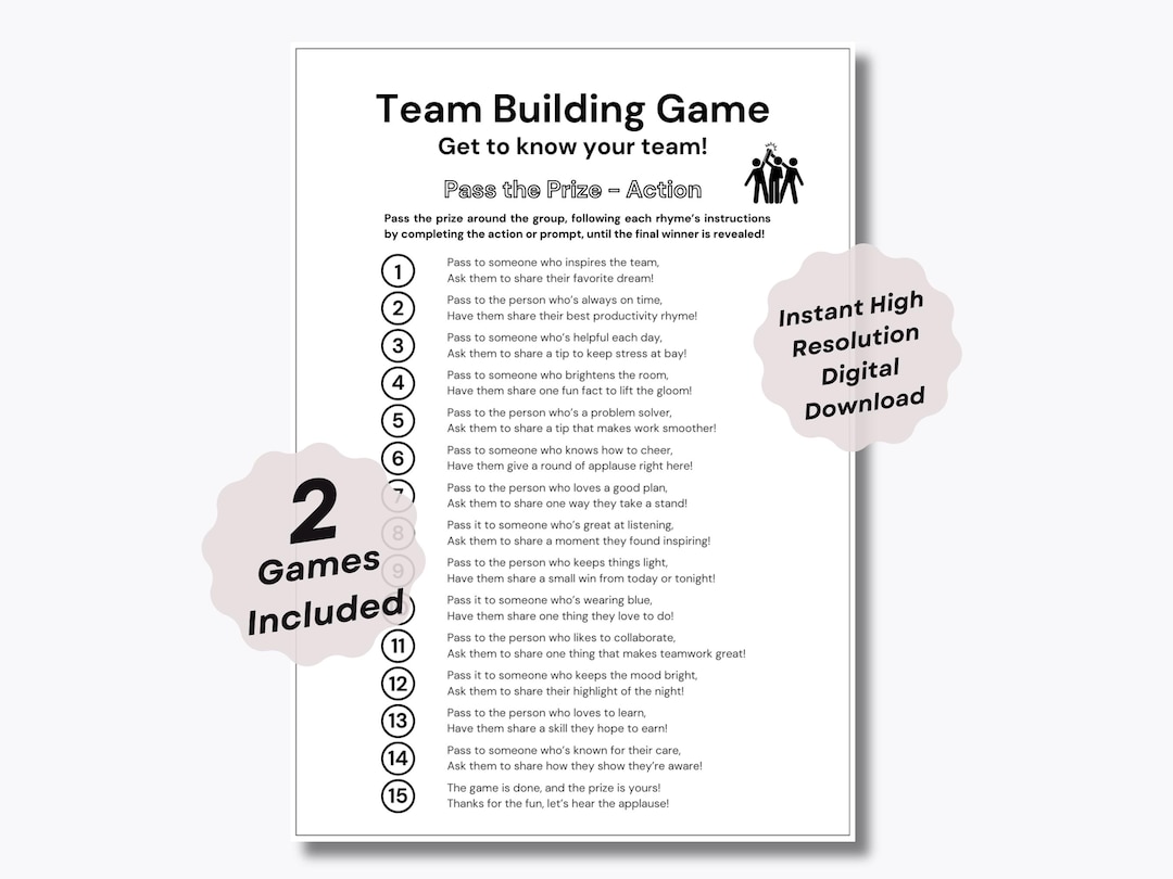 2 Team Building Pass the Prize Game - Office Games - Team Pass the ...