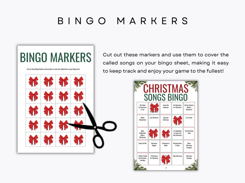 Christmas Song Bingo Game - 60 Unique Prefilled Bingo Sheets - Ready-to ...