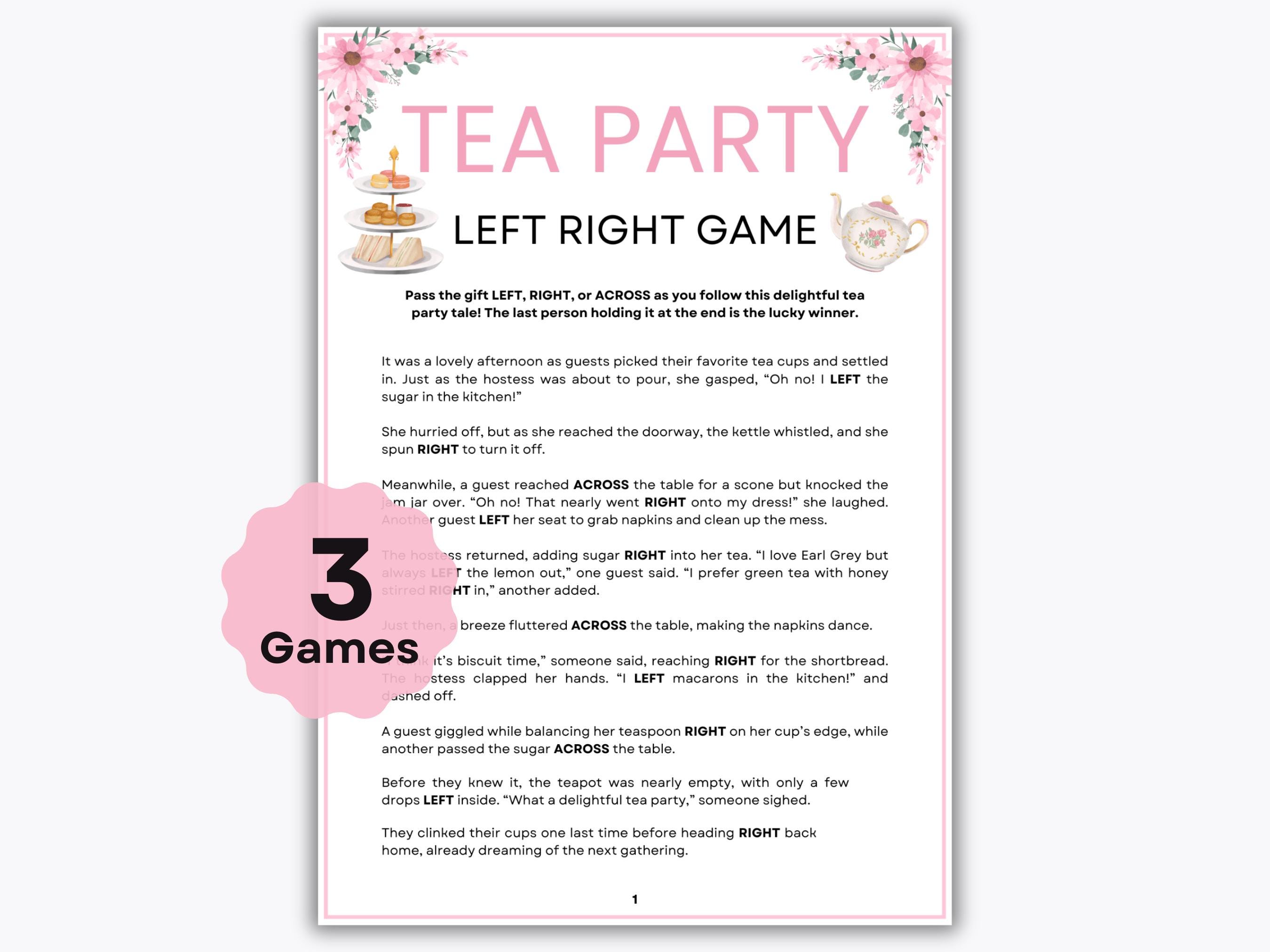 3 Tea Party Left Right Games - Afternoon Tea Stories - Family Activity ...