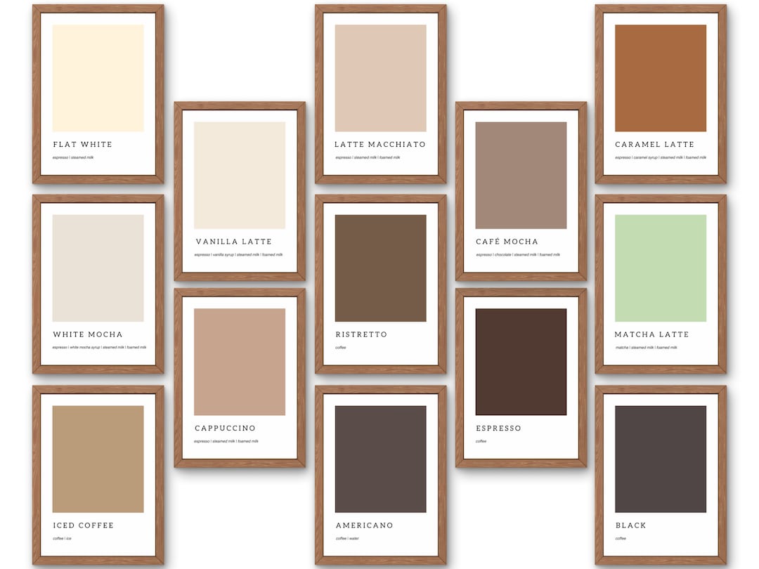 Coffee Wall Art Pack - 13 Shades of Coffee - Digital Download - Coffee ...