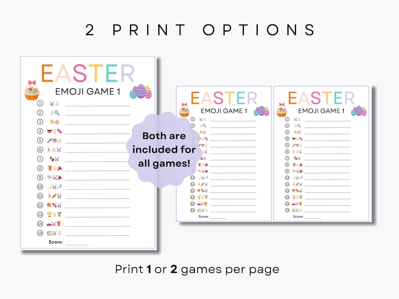 2 Easter Emoji Pictionary Game – Printable Games – Festive Spring Party ...