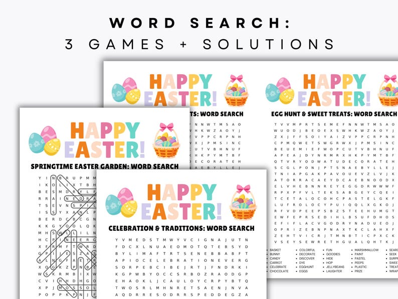 Easter Word Game Bundle – 9 Printable Games – PDF Download – Word ...