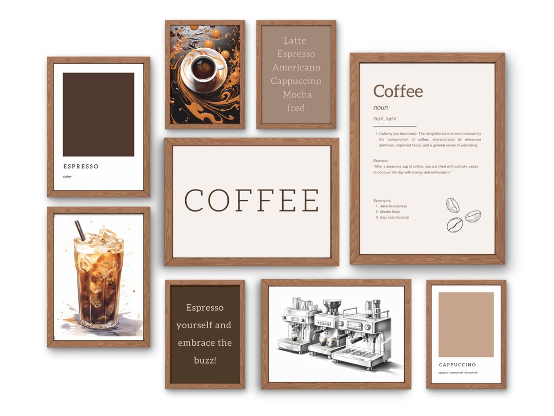 Coffee Wall Art Set #2 - Digital Download - Coffee Corner Decor - Mix ...